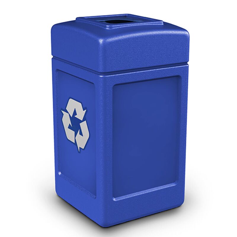 PolyTec™ Recycling Container, 42-Gallon Square, Mixed Recycling Lid ...