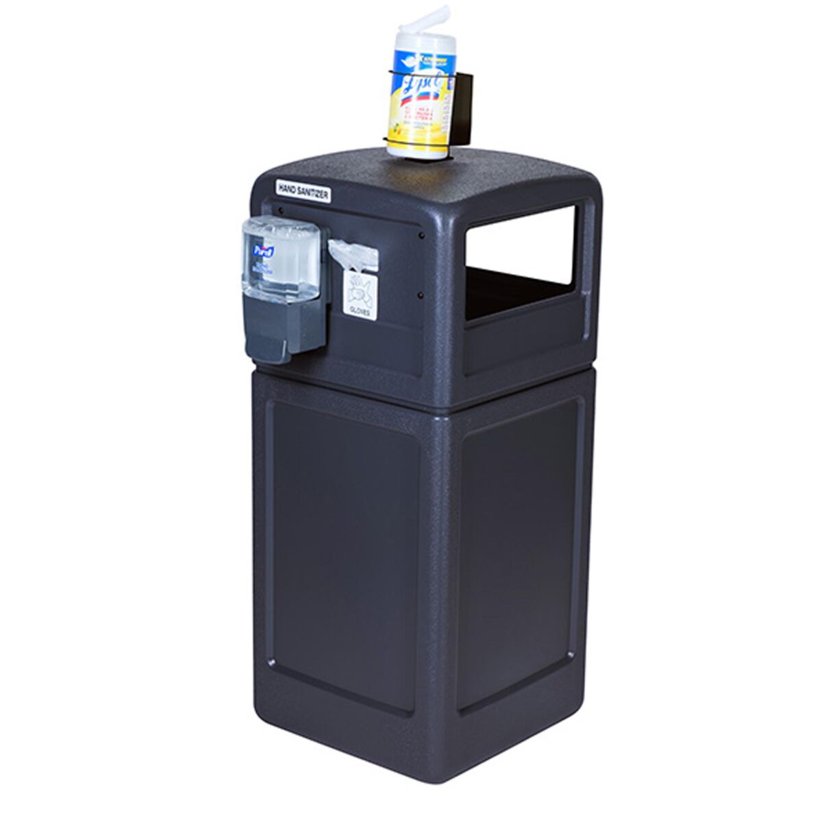 PolyTec™ Trash Container, 42-Gallon Square, Clean Station Dome Lid ...