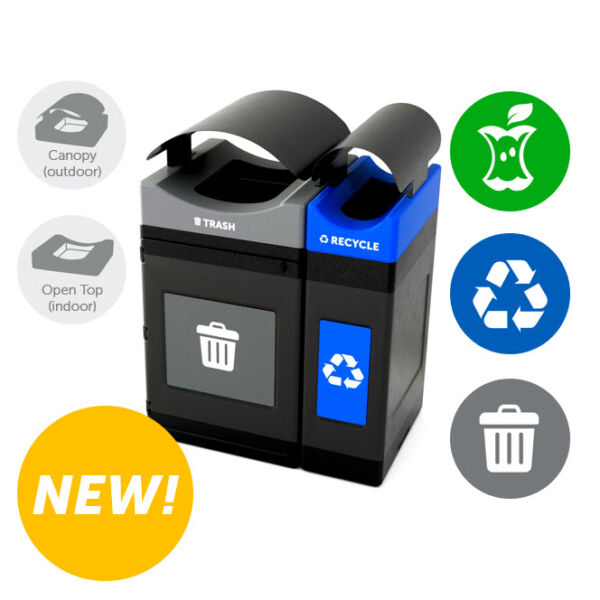 Avante™ Series, Black Dual-Stream, Trash and Recycling Center ...