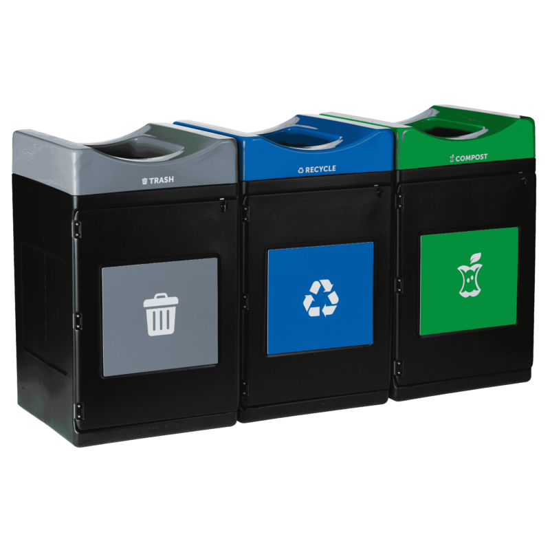 Avante™ Series, Black Triple-Stream,Trash, Recycling and Compost Center ...