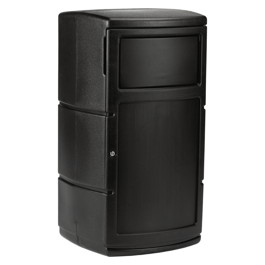 PolyTec™ Side Entry Trash Receptacle, 25-Gallon Square, Gray, Dual ...